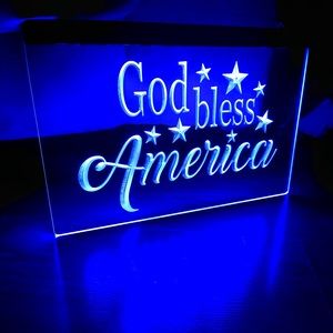 Other | God Bless America Led Neon Blue Light Sign 8x12 | Poshmark